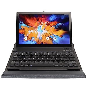 10.1 Inch Android 11 Tablet, 2 in 1 Tablet with Bluetooth Keyboard, Leather Case, 12GB RAM, 256GB ROM, 5G WiFi, 8800mAh Battery, Front 8MP & Rear 20MP Camera (US Plug)