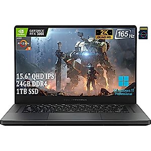 ASUS ROG Zephyrus G15 Gaming Laptop | 15.6" QHD 165Hz IPS (100% DCI-P3) | AMD 8-Core Ryzen 9 5900HS | 24GB DDR4 1TB SSD | GeForce RTX 3060 6GB | Backlit Fingerprint Win11 Pro + 32GB MicroSD Card