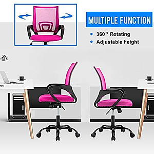 Meet Perfect Mid-Back Desk Office Chair, Ergonomic Modern Computer Chair with Lumbar Support and Armrest, Adjustable Executive Task Chair for Home, Study and Meeting Room- Mesh Back, Swivels (Pink)
