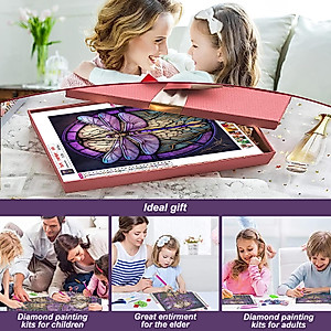 Stalente Diamond Painting Kits for Adults, 5D DIY Diamond Art Kits for Beginners Round Full Drill Diamond Painting for Home Wall Decoration Gift 12×12inch, Dragonfly