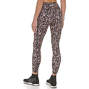 DKNY Women's Tight Printed High Waist Performance Leggings, Rosewater Pollock, Medium