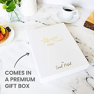 Teal Petal Blank Recipe Book To Write In Your Own Recipes - Recipe Journal, Hardcover Recipe Notebook Holiday Baking Cookbook Gift for Bride Engagement Gift Box, 5.75x8.75 Teal Utensils