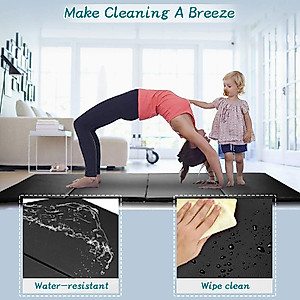 Gymnastics Mat Yoga Mat Exercise Mat Folding Extra Thick Tumbling Mat for Home Gym with Carrying Handles 4'x8'x2 Anti-Tear Fitness Aerobics Crash Panel Mat for Kids, Adult, Black