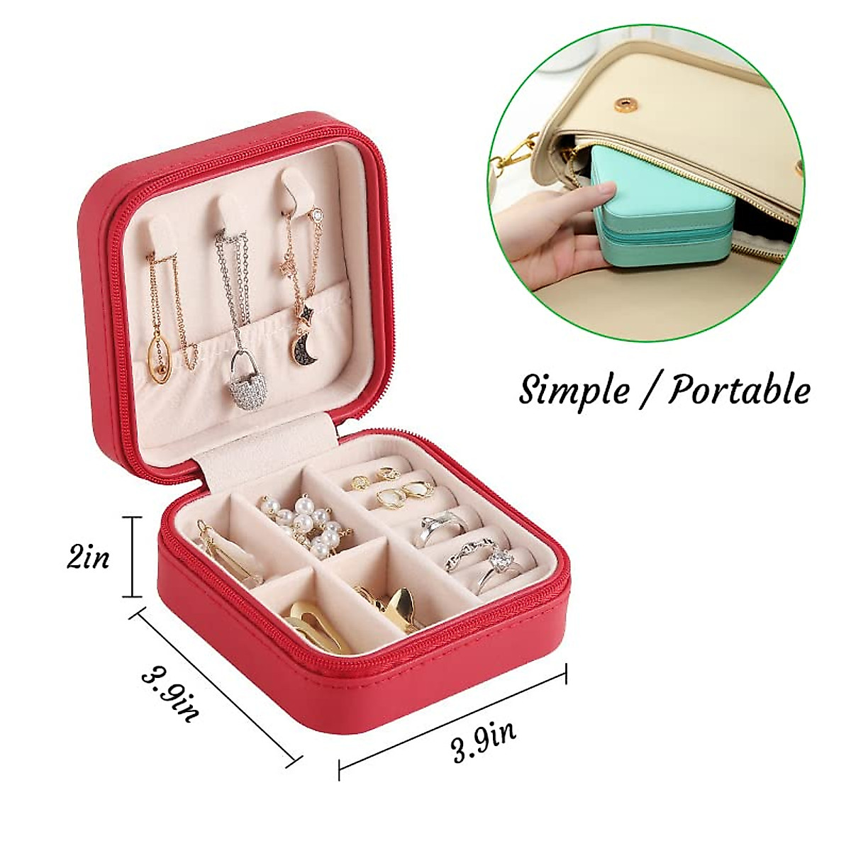 Disc Us Custom Leather Jewelry Box, Personalized Jewelry Travel Case, Customized Jewelry Organizer Box with Name and Birth Flower Month, Mom Birthday Gifts for Women (Birth Flower-2)