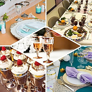 Efavormart 12 Pack 6.5 oz Plastic Wine Glasses Disposable 2-Piece Rose Gold Rimmed Design With Detachable Base