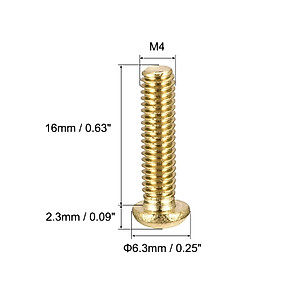 uxcell Brass Machine Screws, M4x16mm Phillips Pan Head Fastener Bolts for Furniture, Office Equipment, Electronics 20Pcs