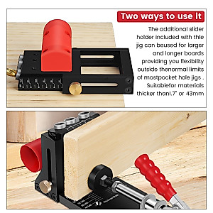 ENJOYWOOD Pocket Hole Jig Kit with 2 Drill Bits Adjustable Metal Pocket Screw Jig Professional Woodworking Tool for DIY Carpentry Projects XK4S