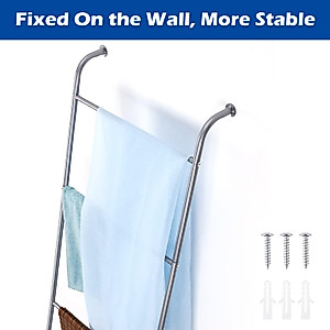 OUSHENG 2 Pack Towel Rack Blanket Ladder 4 Bar Wall Leaning Decorative Standing Towel Storage Holder Organizer for Bathroom Living Room, Silver