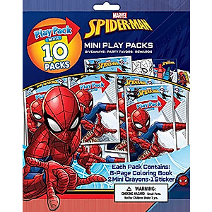 Bendon Mini Play Packs, Each with Mini Coloring Book, 2 Mini Crayons, and a Sticker,10-Pack (Spider-Man)