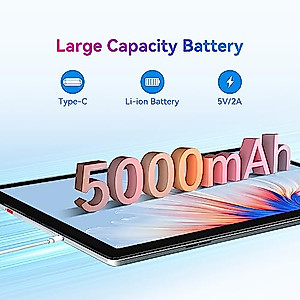 XCX Android 12 Tablet, 10 inch Tablet with 64bit 4-Core Processor, 32GB ROM 2GB RAM Tablet Android, WiFi, Bluetooth, USB-C Rechargeable, Dual Camera (Silver)