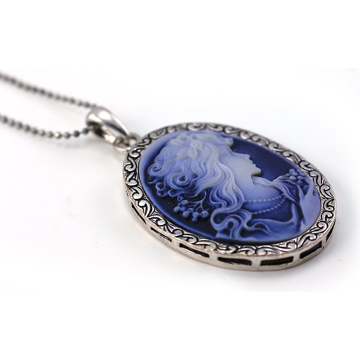 Soulbreezecollection Blue Cameo Pendant Necklace Charm for Women