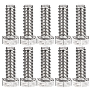 MroMax 10Pcs M10 x 35mm Hex Head Screws Bolts, 304 Stainless Steel 18-8, Fully Threaded, External Hex Drive, for Mounting Chair, Handles, Rail, Pump, Wheels, Antenna Parts, Boat and Plastic Bumpers