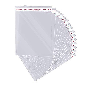 UltraOutlet 13x19 inches Large Resealable Cellophane Bags for Packaging Products, 100ct Plastic Clear Self-sealing Gift Bags Self-Adhesive Sealing Plastic Bags in Bulk for Gifts and Clothes, 100 pcs