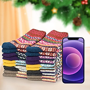 LQQBOX 10 Pairs Wool Socks for Women, Winter Warm Socks Thick Soft Socks Gifts for Women