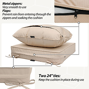 AAAAAcessories Outdoor Deep Seat Cushions 24 x 24 x 5 Inch, Waterproof Replacement Chair Cushions for Patio Furniture, Beige