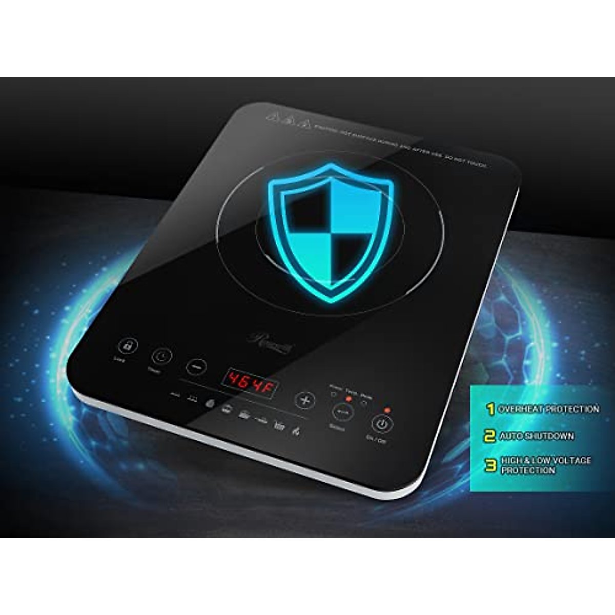 Rosewill Portable Induction Cooktop Burner, 1800W, 8 Cooking Modes, 10 Power/Temp Levels, Touch Panel, LED Display, Timer, Auto Shut-Off, Child Safety Lock, Includes Stainless Steel Pot (RHAI-21001)