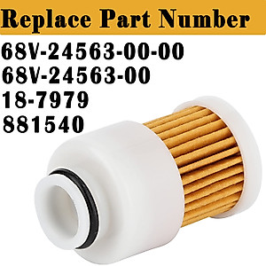 2 Pack 68V-24563-00-00 Fuel Filter Yamaha 50HP 60HP 75HP 90HP 115HP 4 Stroke Outboard Replaces Sierra 18-7979 Mercury 881540 filter 3 Microscopic OE Filtration Rating