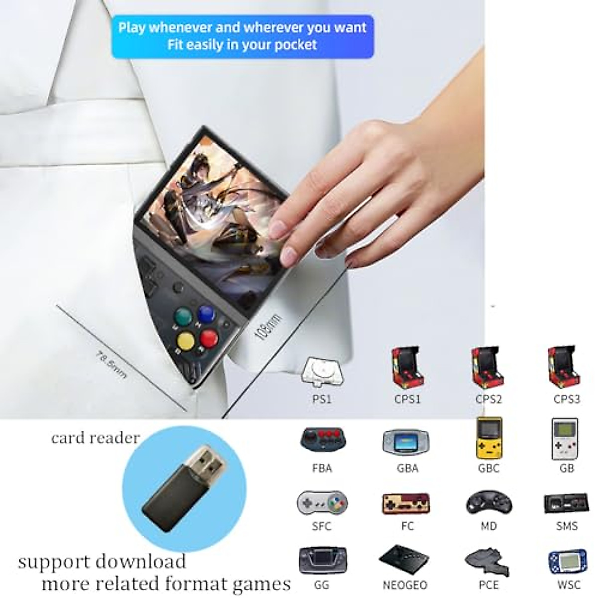 Miyoo Mini Plus Retro Handheld, Funny Game Console with 3.5 Inch IPS Display and Preload Games, Portable Game Player Support Onion OS, Built-in Multi-emulations (Grey)