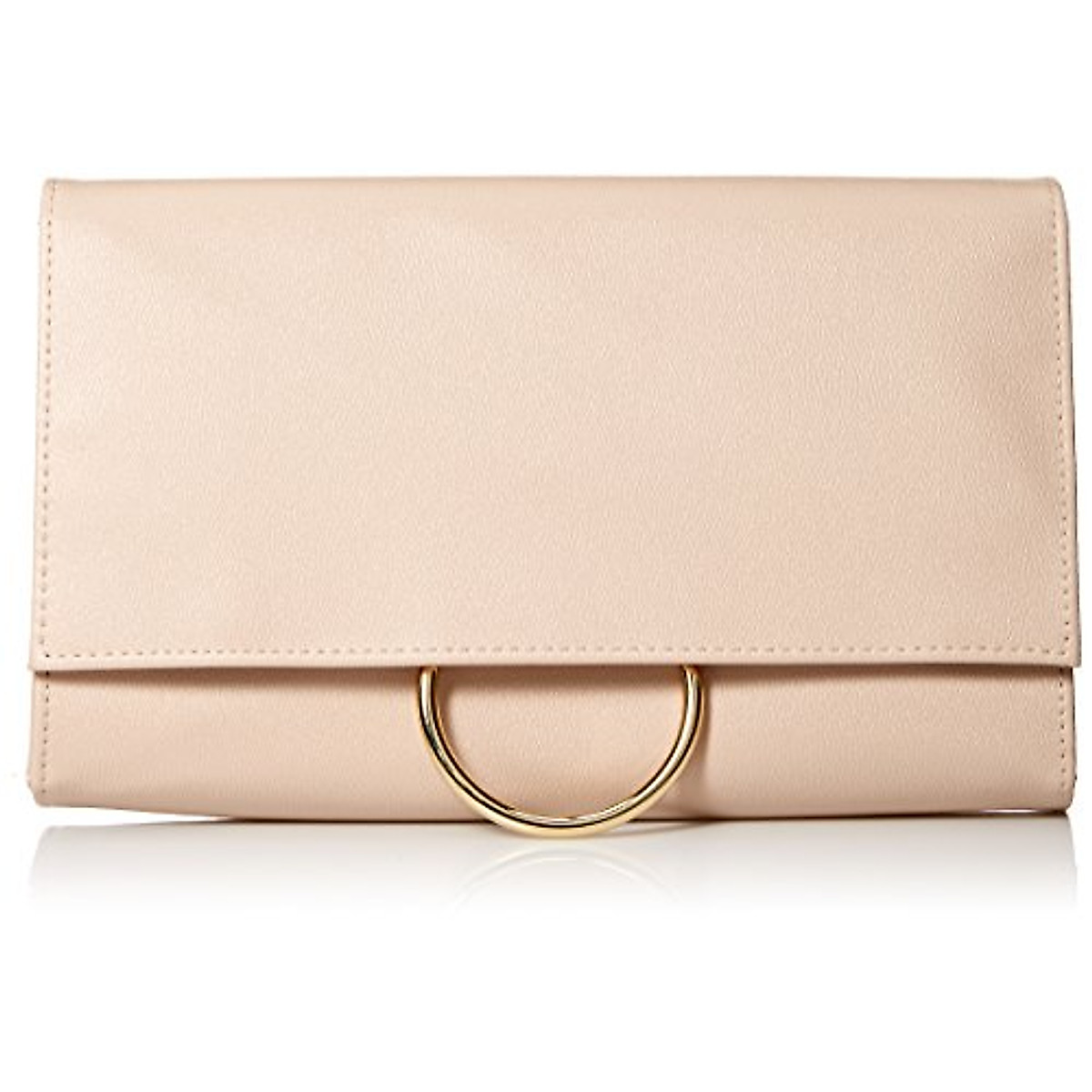 Jessica McClintock womens Nora Solid Large Envelope Clutch with Ring Closure, Nude, One Size US