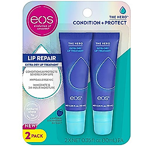 eos The Hero Lip Repair, Extra Dry Lip Treatment, 24HR Moisture, Natural Strawberry Extract, 0.35 fl oz, 2-Pack