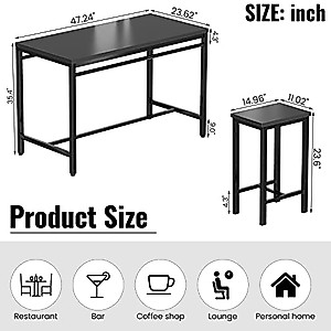 AWQM 5 Piece Bar Table Set, Modern Counter Height Dining Table and Chairs Set for 4, Wood Kitchen Table and 4 Bar Stools for Small Spaces, Apartment, Pub, Dining Room (Black)