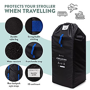 Fam Adorbs Gate Check Stroller Bag for Airplane Travel Durable & Convenient Nylon Stroller Travel Bag with Backpack Straps - Perfect Stroller Cover for Umbrella Stroller & Single to Double Stroller