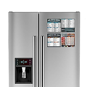 Air Fryer Cook Times Cheat Sheet Magnet Accessories | Airfryer Cookbooks, Magnetic Temperature Cooking Guide Chart for Quick Reference + Food Thermometer for Kitchen Cooking, Baking & Grilling