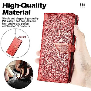 KKEIKO Case Compatible with Samsung Galaxy Note 10 Plus/Galaxy Note 10 Plus 5G, PU Leather Wallet Case for Women Men, Magnetic Flip Cover with Card Holder for Samsung Note 10 Plus, Red