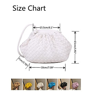 HANDAFA Ladies Satchel Purse Hand-woven Shoulder Bag For Women Weave Dumpling Bag(Yellow)