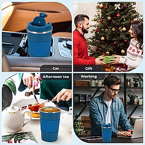 LATTPLYN 2 Pack Stainless Steel Coffee Mug, 12 oz Travel Mug Insulated Leak Proof Coffee Travel Thermos Double Walled Tumbler Cups for Birthday Men Women Father Mother