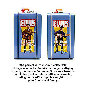 AQUARIUS Elvis Retro Fun Box - Sturdy Tin Storage Box with Plastic Handle & Embossed Front Cover - Officially Licensed Elvis Merchandise & Collectible Gift for Kids, Teens & Adults