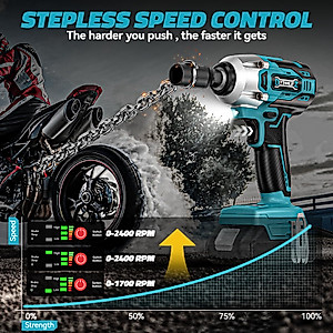 DIYtoolifz Cordless Impact Wrench for Makita 18v Battery: 250Ft-lbs(340N.m) 3/8 inch Brushless Electric Impact Gun, 2400RPM High Torque Impact Driver, Power Impact Wrench, Bare Tool Only