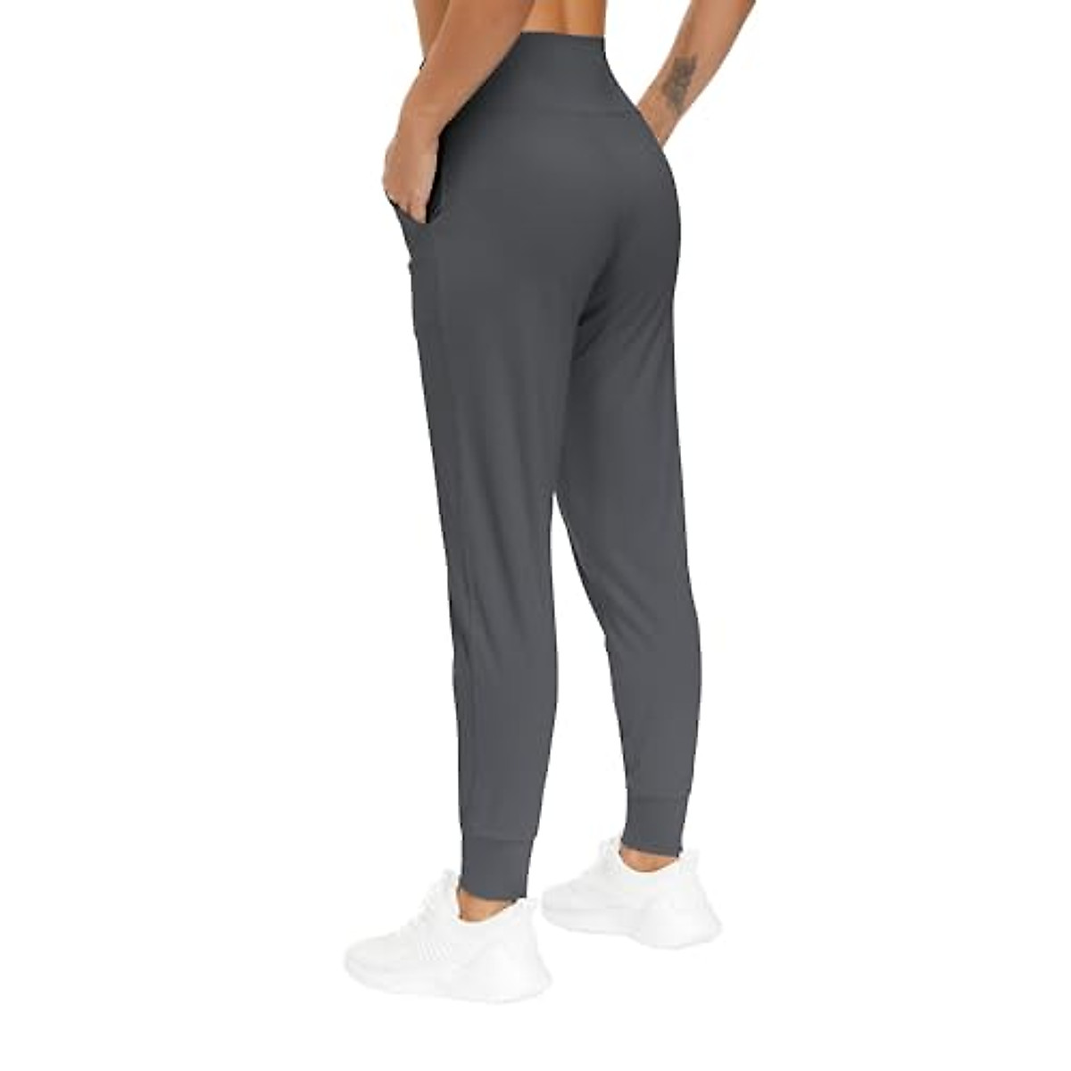 THE GYM PEOPLE Womens Joggers Pants with Pockets Athletic Leggings Tapered Lounge Pants for Workout, Yoga, Running (Small, Dark Grey)