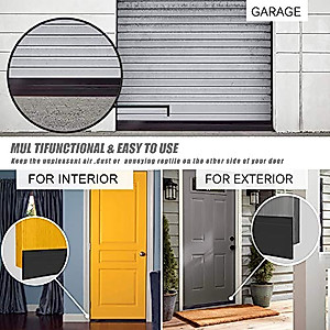 Upgraded Door Draft Stopper for Large Gap,Widened Door Sweep Seal Gap Up to 1-2/5" for Interior, Exterior and Garage Doors- Keeping Draft,Dust, Noise, Unwanted Light and Pests Out, 3" W x 37" L,Black