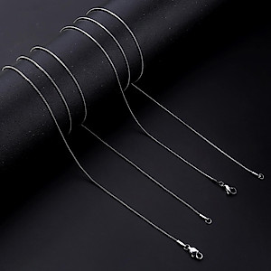 LOLIAS 2 Pcs Stainless Steel 1mm Round Snake Chain Box Chain Necklace Super Thin & Strong,20 Inch