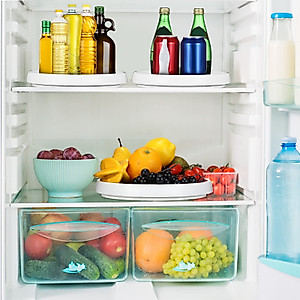 Mimorou 6 Pcs Lazy Susan Turntable for Organizer Cabinet 10 Inch 12 Rotating Spice Rack Round Display Stand Kitchen Refrigerator Pantry Countertop Under Sink Organizing, White, Gray