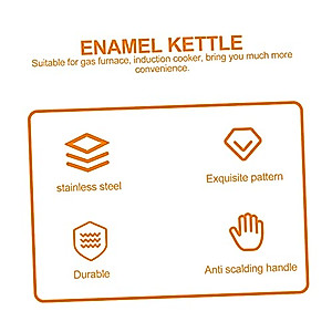 Housoutil Enamel Pot Stainless Steel Tea Pot Vintage Teapot Ceramic Kettle Enamel Teapot Heating Water Kettle Retro Handmade Tea Pot Stainless Steel Red Household Kettle Water Boiling Pot