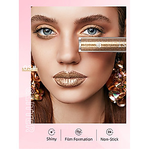 MAEPEOR Metallic Liquid Lipstick Set 6 Color Shimmer & Glitter Metallic Lipstick Long Wear and Non-stick Cup Diamond Pearl Lip Gloss Kit (Set 01)