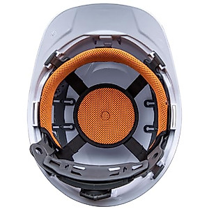 Klein Tools 60113RL Hard Hat, Rechargeable Headlamp, Vented, Cap Style, Padded Self-Wicking Odor-Resistant Sweatband, White