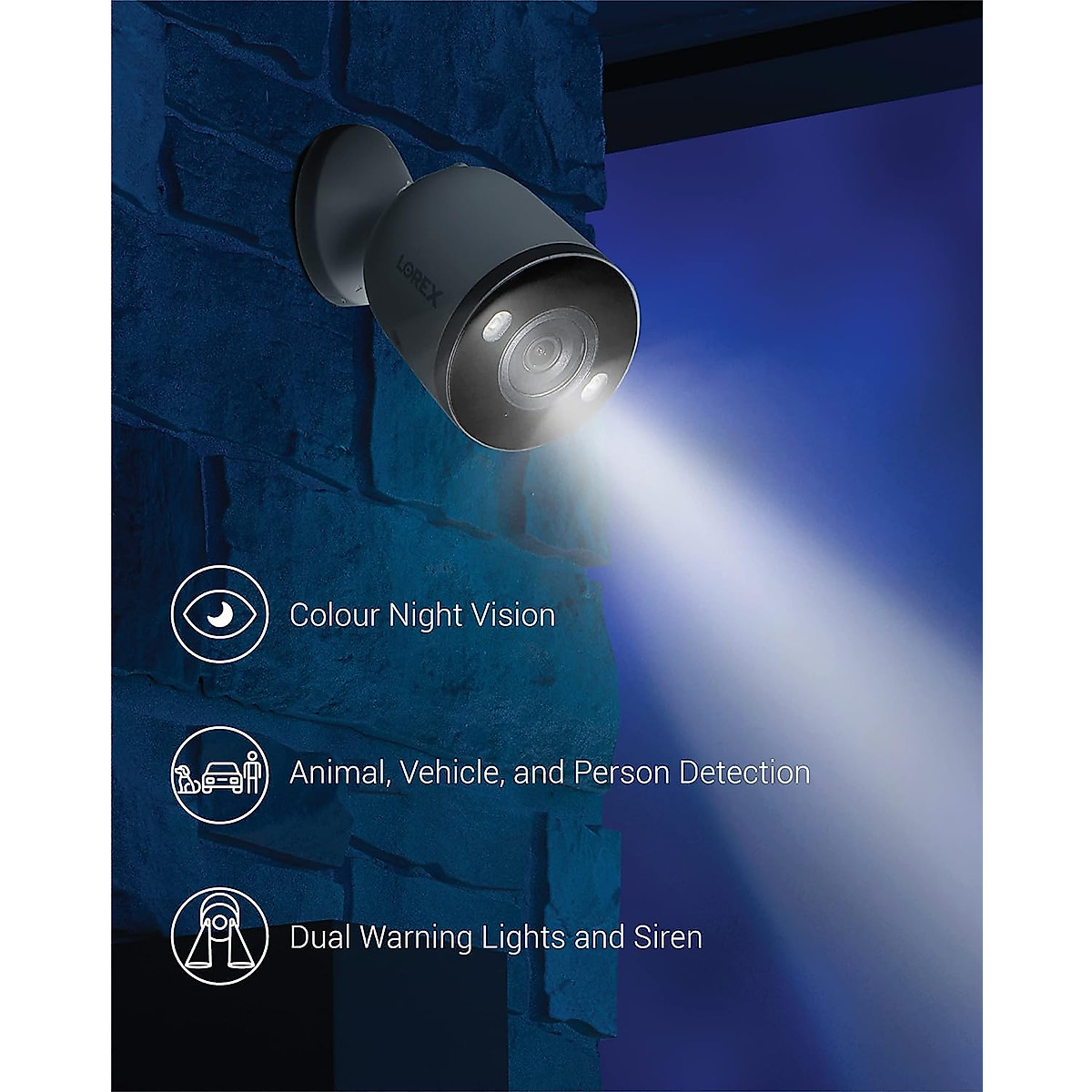 Lorex 2K Indoor/Outdoor Spotlight Camera with Color Night Vision, 2-Way Talk, Person Detection, White (White)
