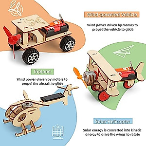 WESAYEE 6 in 1 Wood Car Building Kits for Kids, Woodworking Project, Wooden 3D Puzzles Model Kit for Ages 8-12