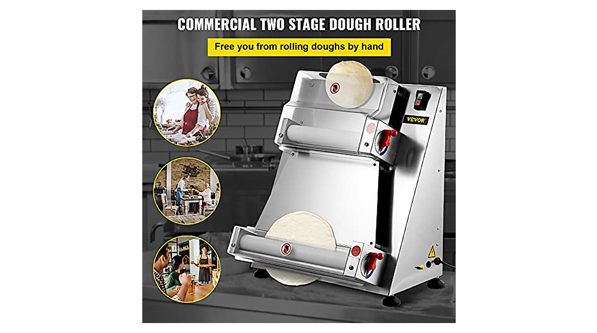 VEVOR Commercial Pizza Dough Roller - 370W Electric
