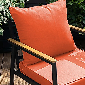 All Smiles Outdoor Seat Cushions for Patio Furniture Set of 24x24 Inch for Waterproof Replacement Cushions with Removable Cover for Chair Yard Garden Deck，Orange