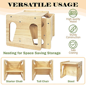Royxen Montessori Weaning Table, Toddler Table and Chair Set, Natural Wood with Rounded Corners, 2024 Newest Design