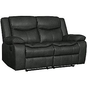 Blackjack Furniture Marsden Modern Leather Air Reclining Living Room Loveseat, Gray