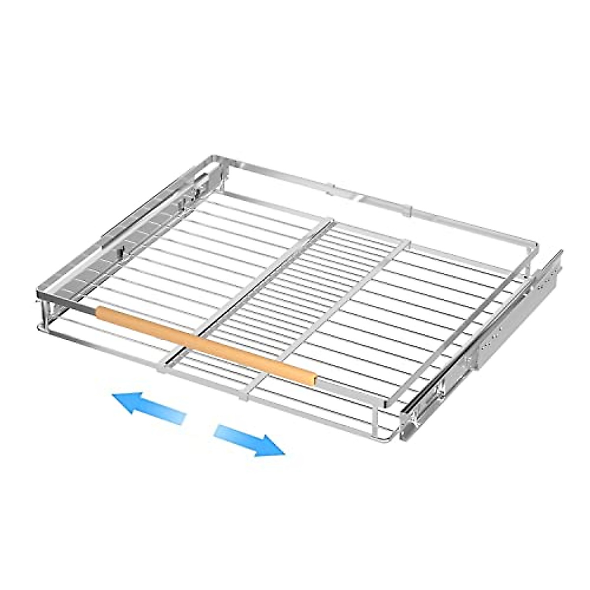 Redrubbit 2 Pack Expandable Pull Out Drawers Cabinet Shelf Organizer, Heavy Steel Metal Wire Slide Out Kitchen Pantry Organizer Storage Shelf, Adjustable Width 16.3~26.3"x17.3" D