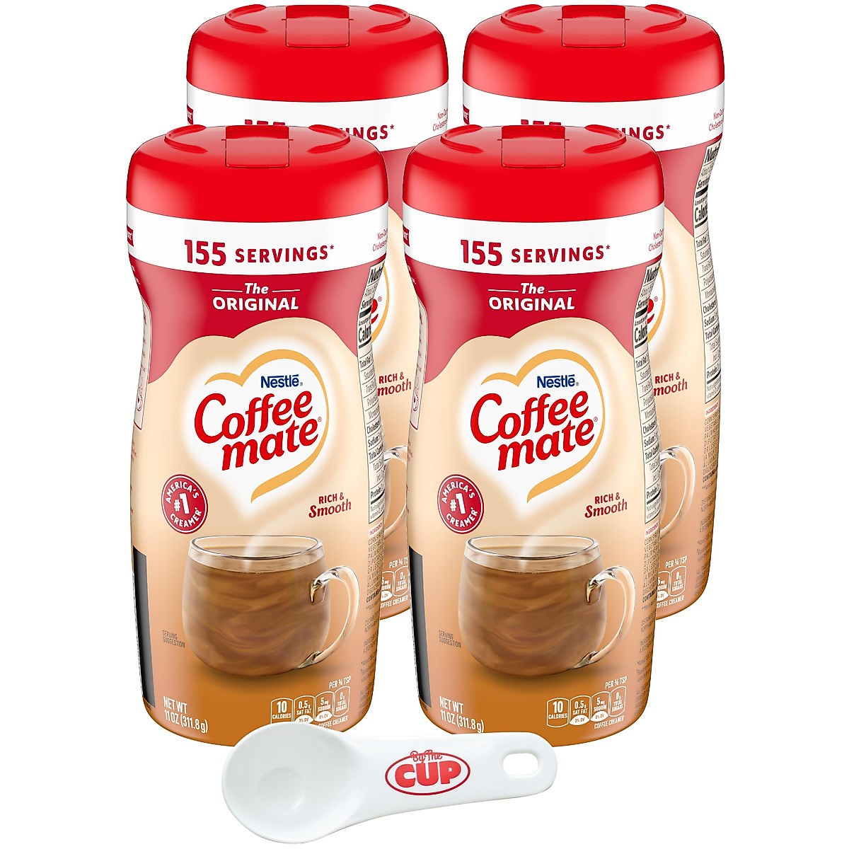 Coffee mate The Original Powder Creamer, 11 oz (Pack of 4) with By The Cup Scoop