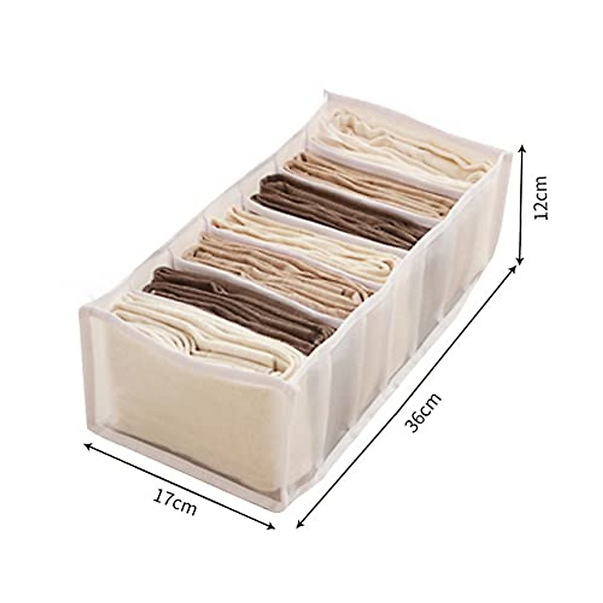 2PCS Clothes Organizer（7 Grids）Drawer Dividers for Clothes - Foldable Grid Storage Box with Multiple Layers