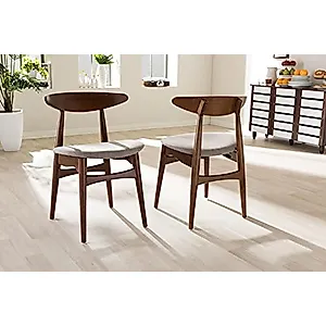 Baxton Studio Flora Dining Chair in Light Gray (Set of 2)