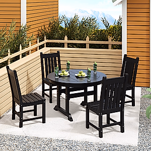 Costaelm Armless Outdoor Dining Chair, Adirondack Chair for Outside, HDPE Poly Lumber Outdoor Furniture Dinning Room Chair, Waterproof Indoor/Outdoor Restaurant Bistro Dining Chair, Black